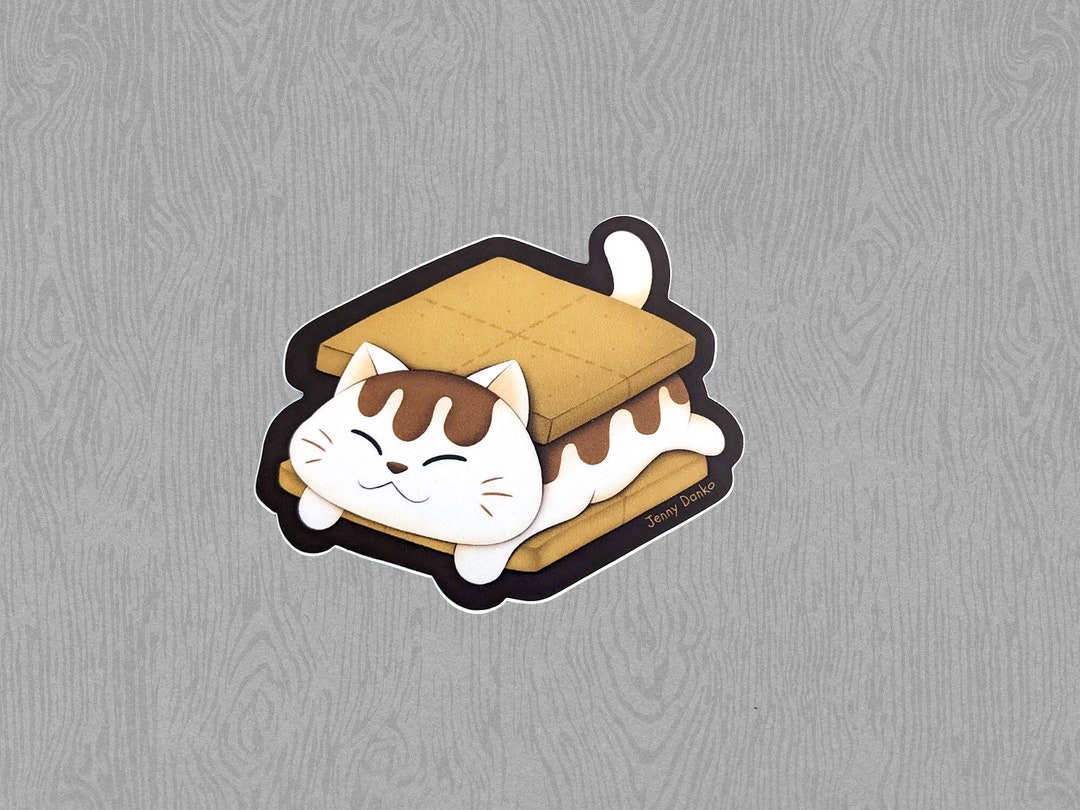 Vinyl Sticker, Smore's Cat Sticker, Food Sticker, Kawaii Sticker, Die ...