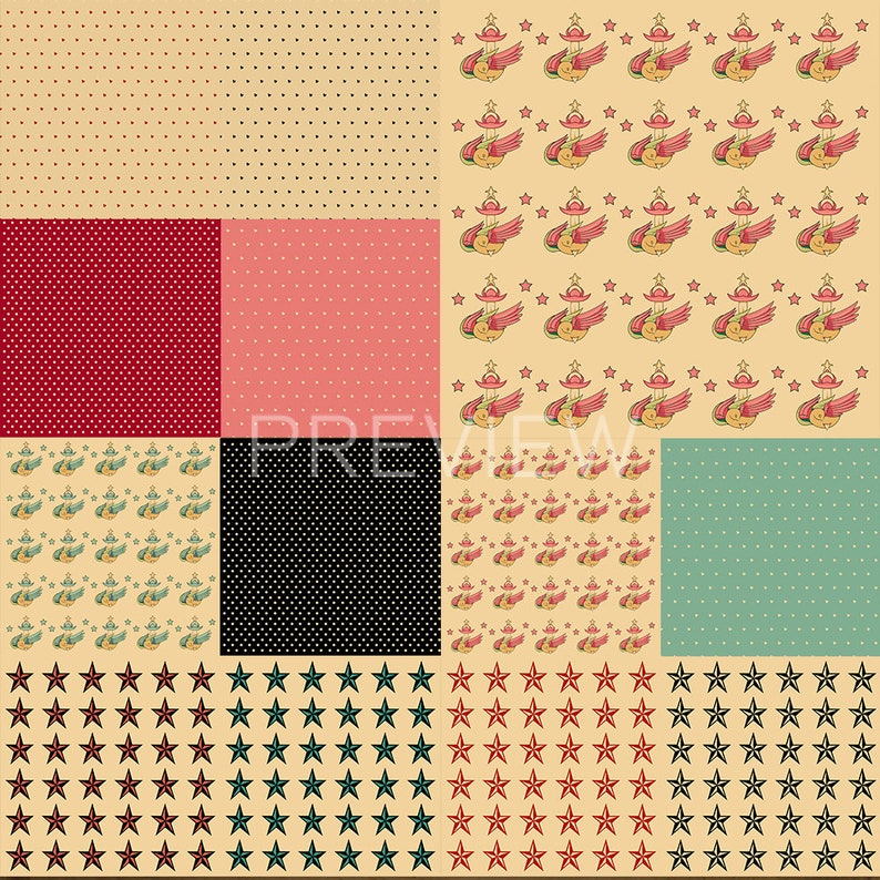EXCLUSIVE Rockabilly Digital Paper Vintage Wallpaper - 12 X 2 Digital ...