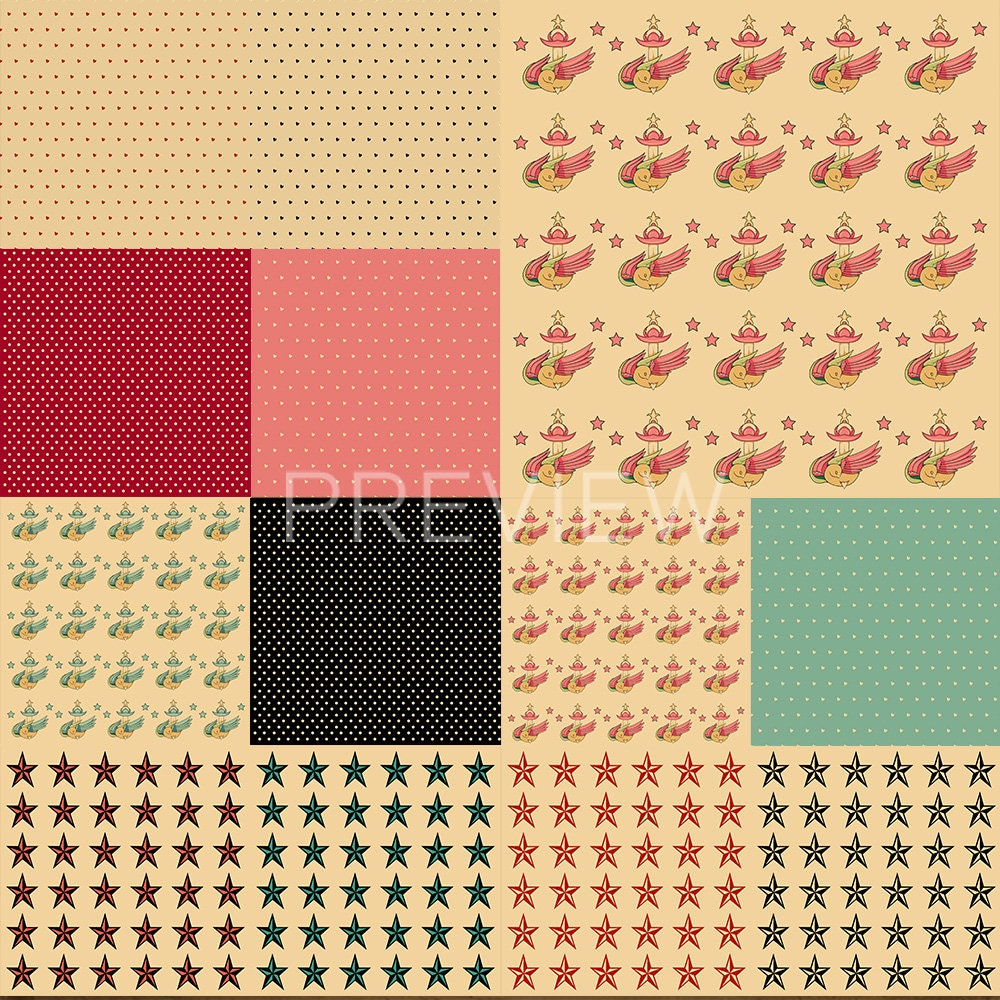 EXCLUSIVE Rockabilly Digital Paper Vintage Wallpaper - 12 X 2 Digital ...