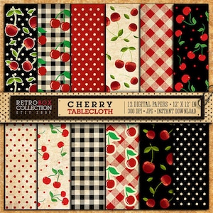 Cherry Digital Paper Cherry Wallpaper Vintage - 12 Digital Papers Pack ...
