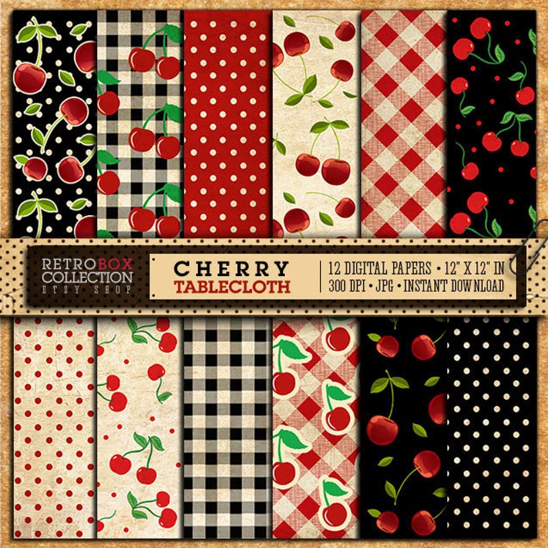 Cherry Digital Paper - Etsy