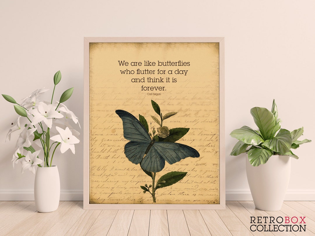 Butterfly Quotes Art Print, Printable Vintage, Phrase Inspirational ...