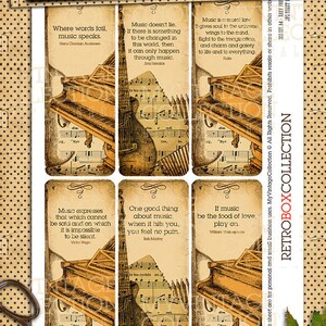 Music Quotes Bookmarks - 12 Digital Printable Collage Sheet Instant ...