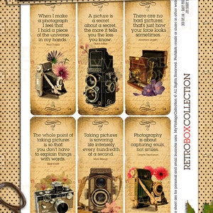 Photography Quotes & Flowers Bookmarks - 12 Vintage Digital Printable ...
