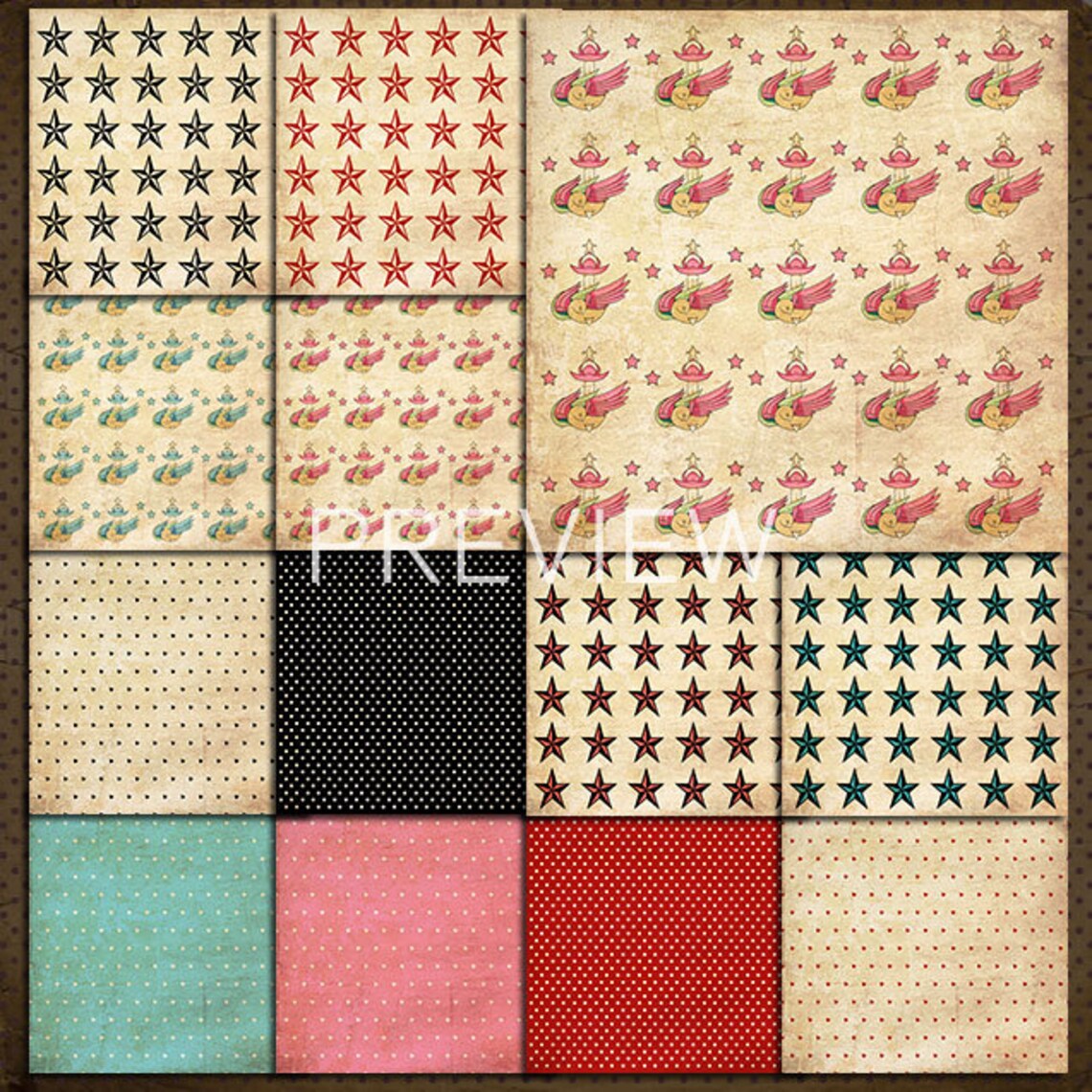 EXCLUSIVE Rockabilly Digital Paper Vintage Wallpaper - 12 X 2 Digital ...