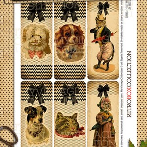 Dog & Cats Bookmarks - 12 Vintage Digital Printable Collage Sheet ...