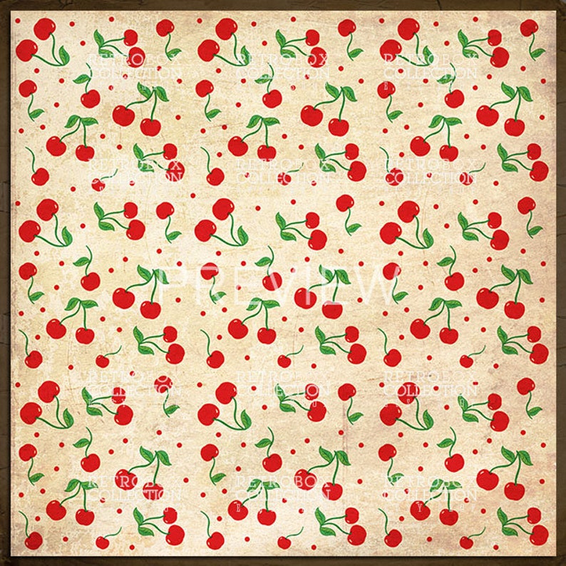Cherry Digital Paper Cherry Wallpaper Vintage - 12 Digital Papers Pack ...