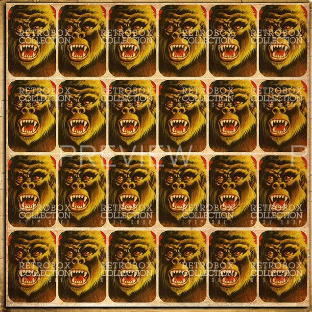 Halloween Monsters Digital Papers Vintage Wallpaper - 12 Digital Papers ...