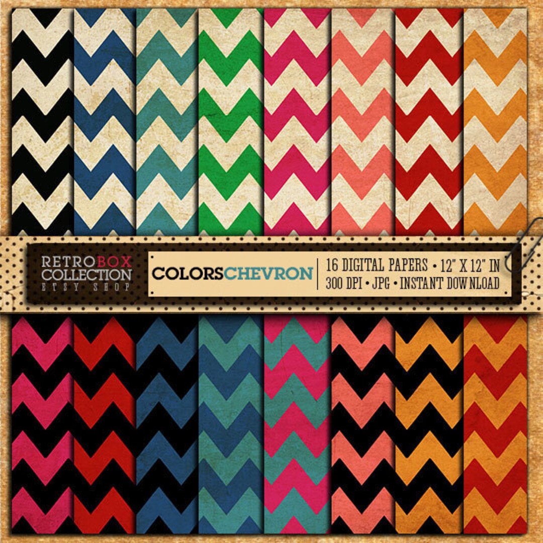 Chevron Digital Paper Vintage - 16 Digital Papers Pack Printable ...