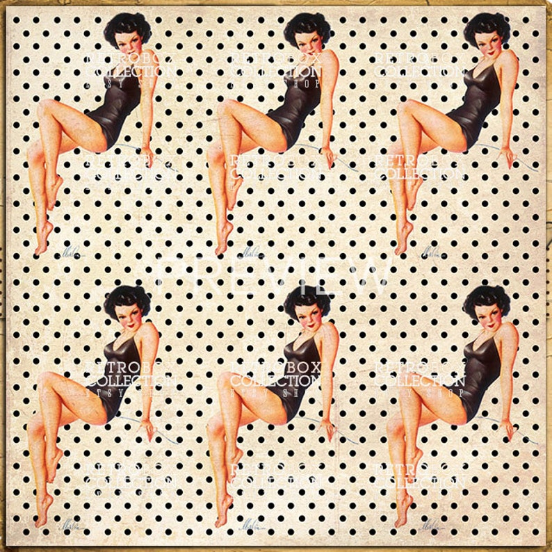 Pin up Dots Paper Cherry Digital Papers Vintage - 12 Digital Papers ...