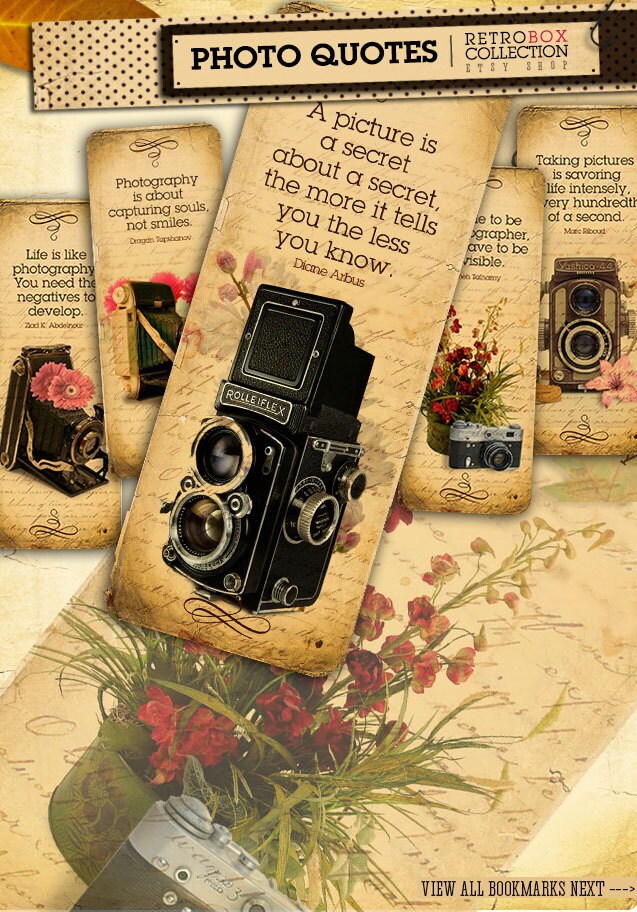 Photography Quotes & Flowers Bookmarks - 12 Vintage Digital Printable ...