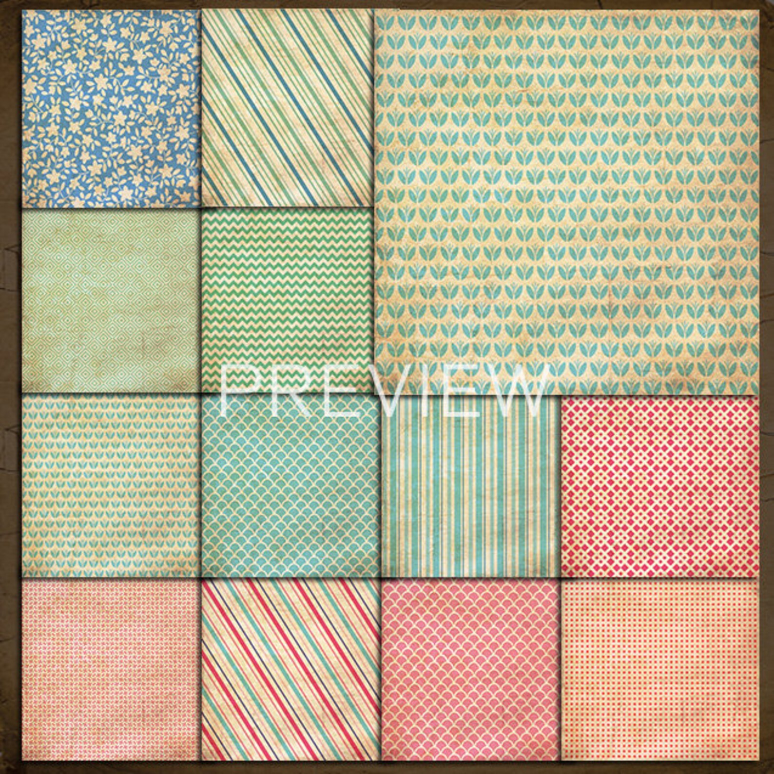 Pastel Digital Paper Vintage Wallpapers - 12 Digital Papers Pack ...