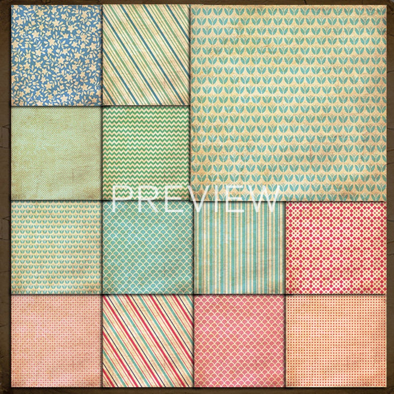Pastel Digital Paper Vintage Wallpapers - 12 Digital Papers Pack ...