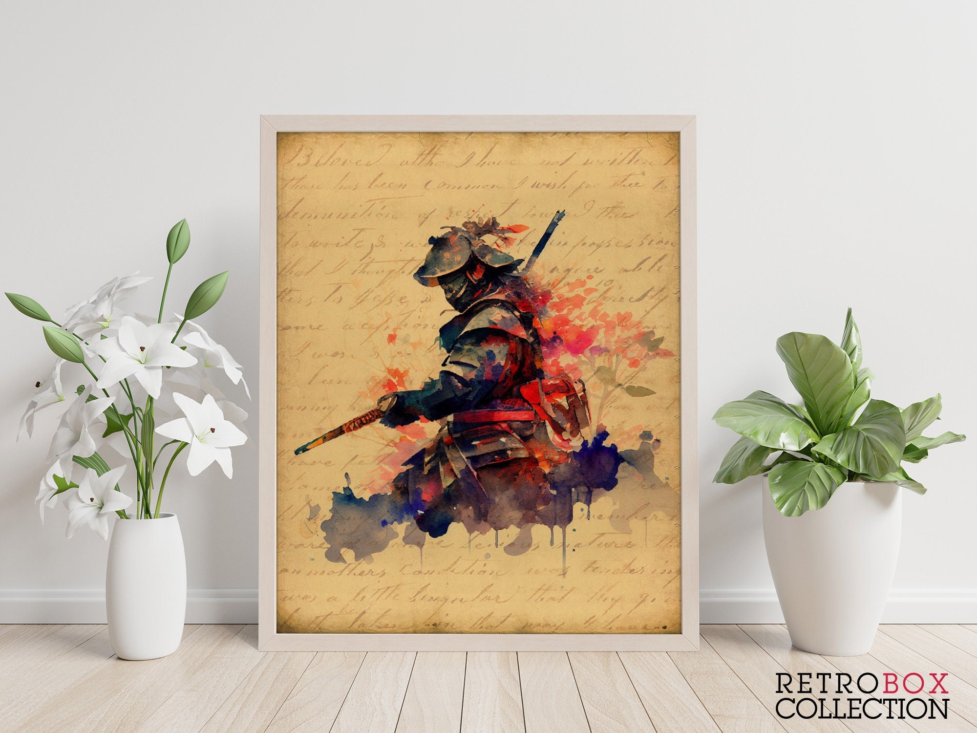 Watercolor Japanese Samurai Art Print, Japanese Print, Vintage ...
