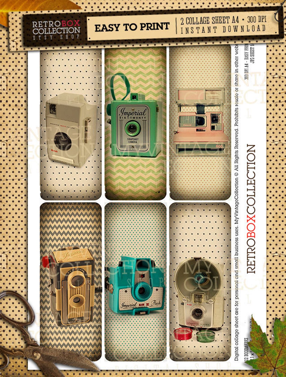 Retro Camera Bookmarks 12 Archival Vintage Digital Printable | Etsy