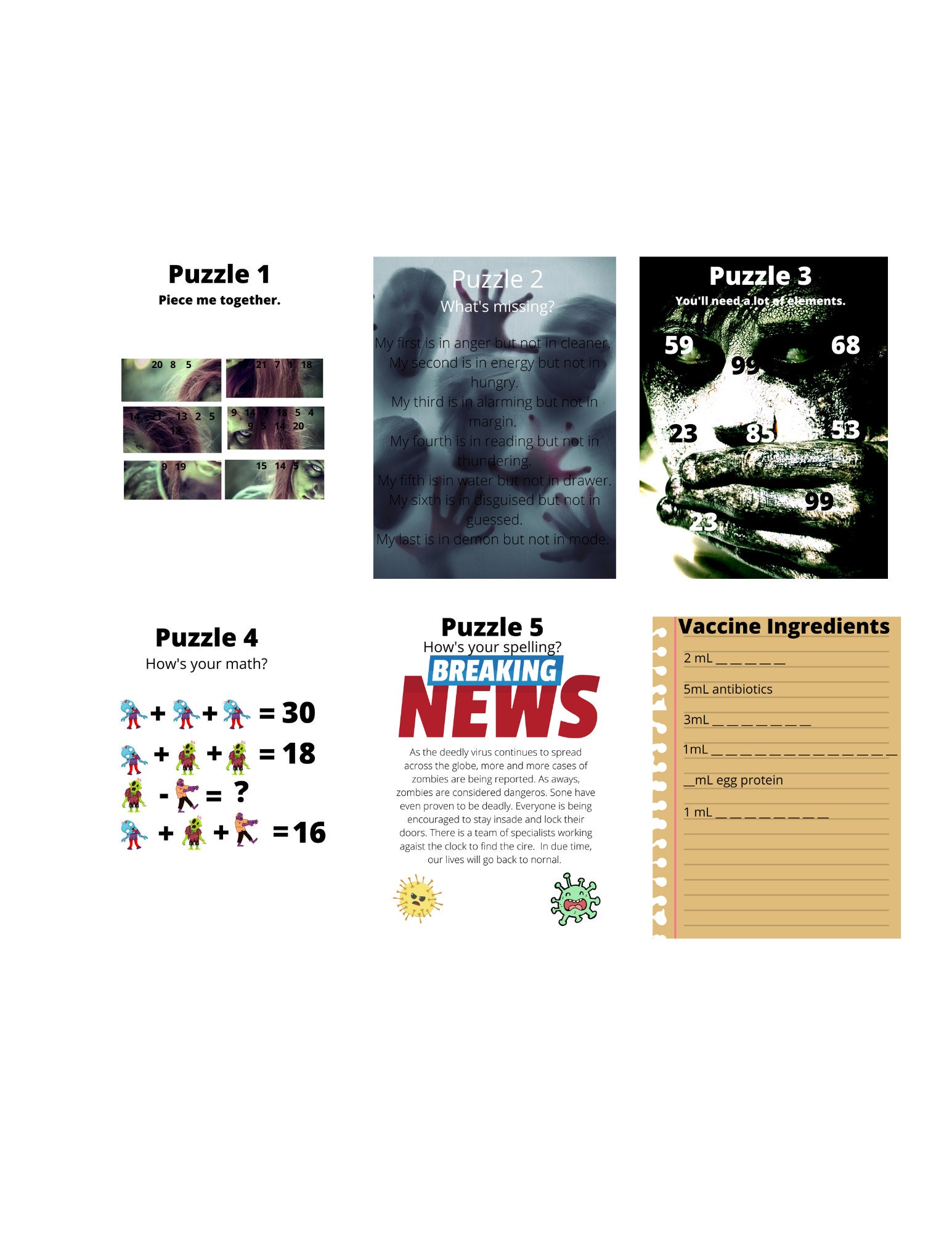 Zombie Apocalypse Escape Room Digital Download Educational Game for ...