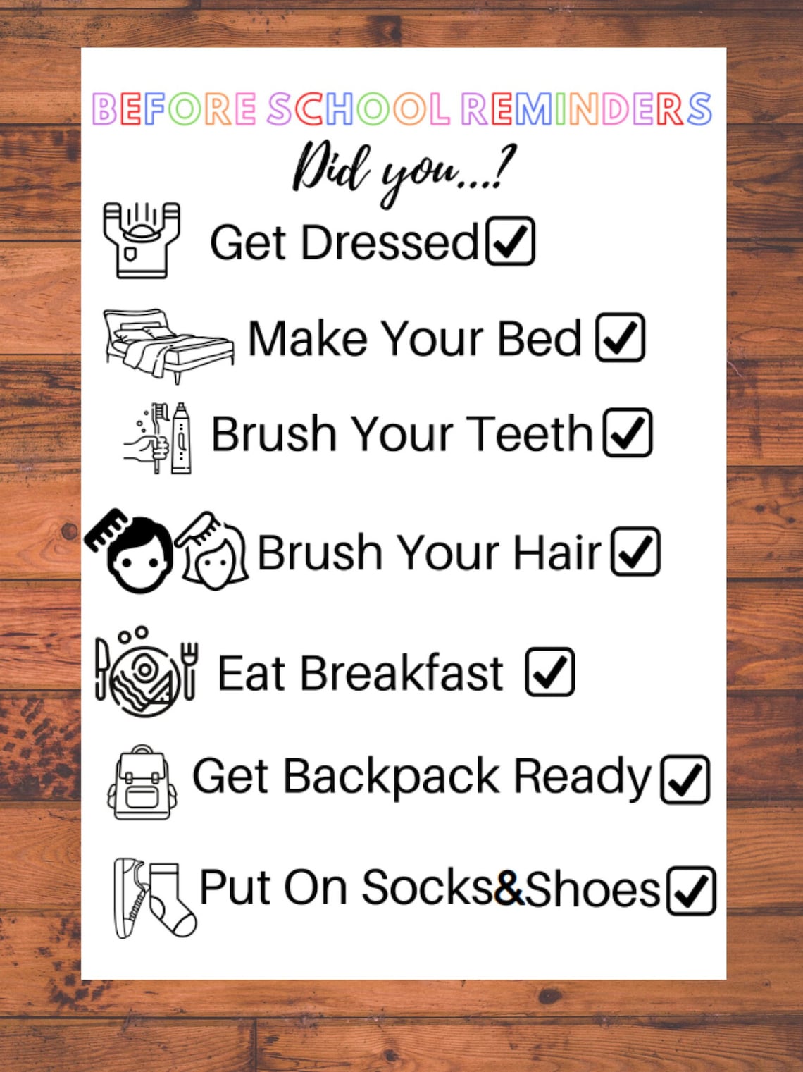 Before and After School Checklist Reminders for Kids - Etsy