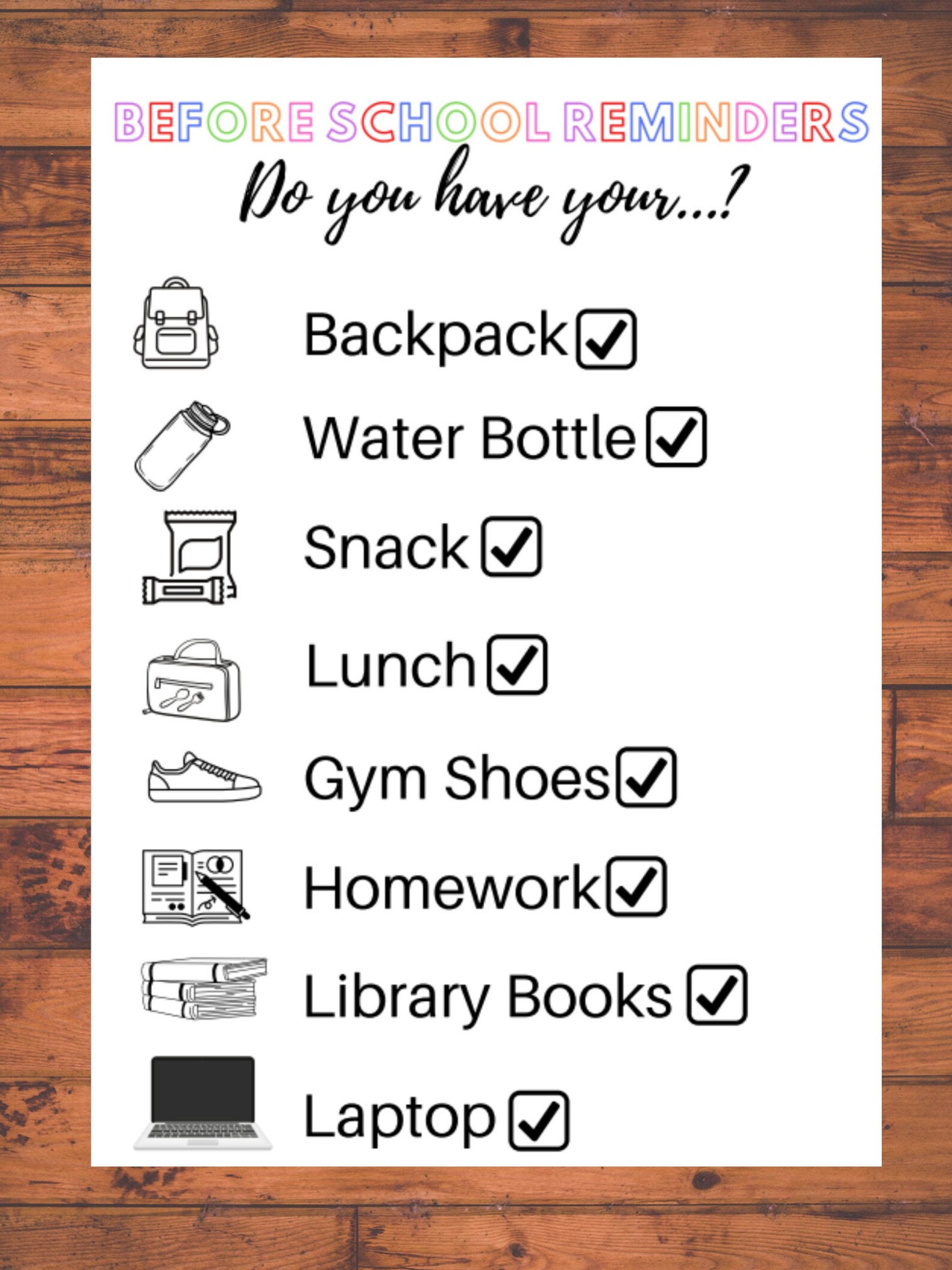 Before and After School Checklist Reminders for Kids - Etsy