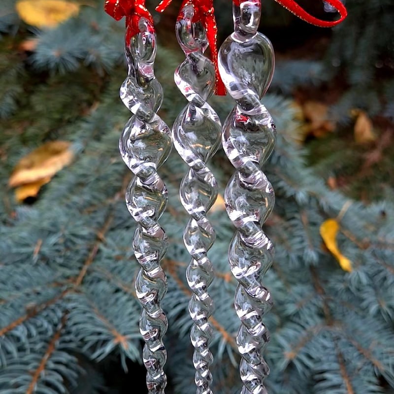 Glass Icicle Set 7 In - Etsy