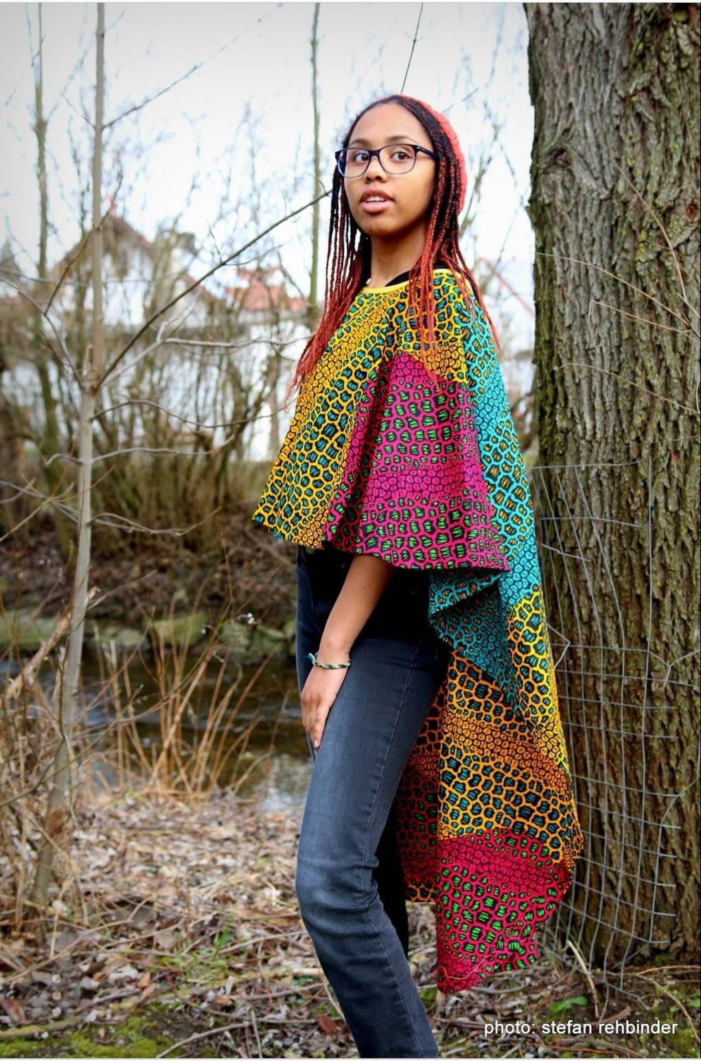 Modern African Cape of many colours. Handmade, African print.