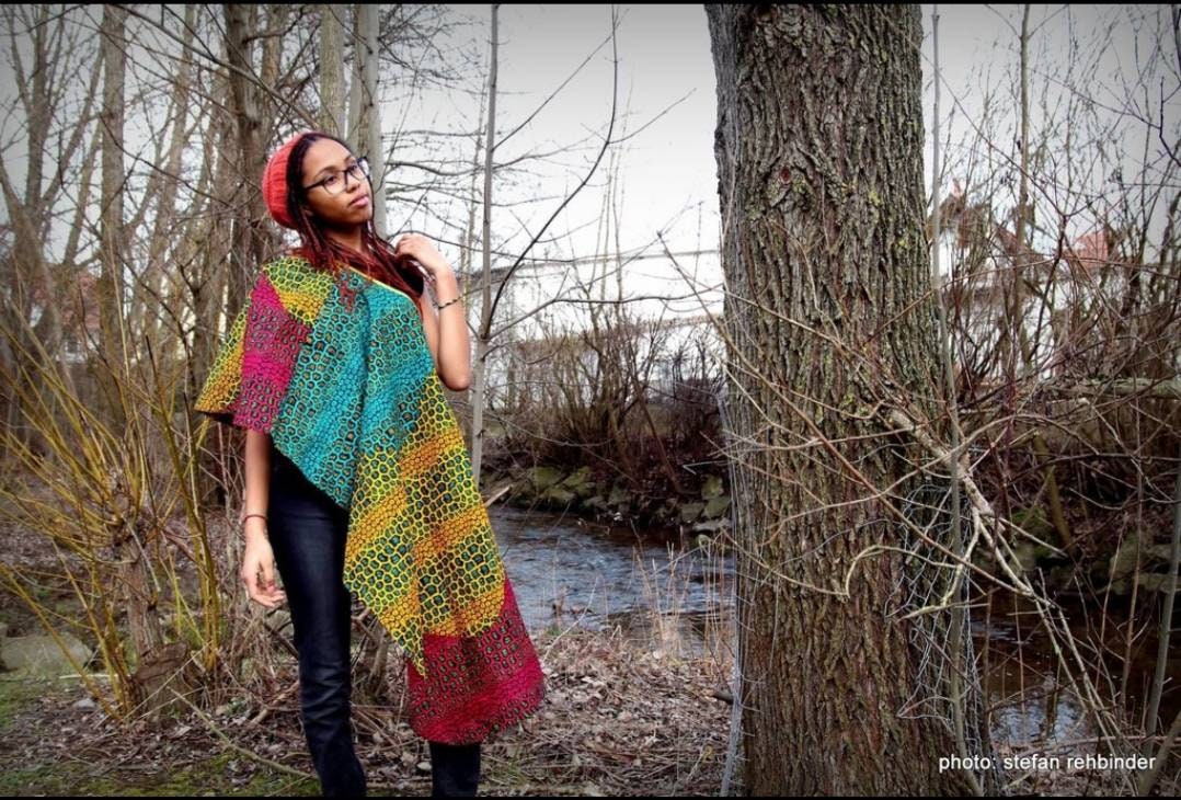 Modern African Cape of many colours. Handmade, African print.