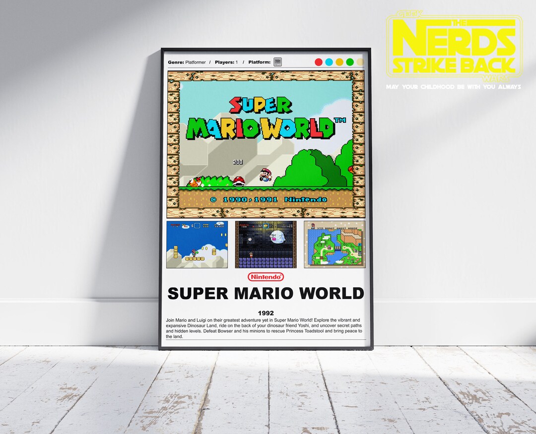 SMW (1992) Retro Video Game Poster - Classic Retro Game Art Print - A4 ...