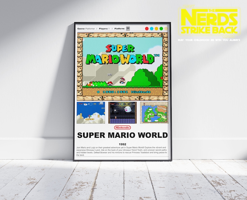 SMW (1992) Retro Video Game Poster - Classic Retro Game Art Print - A4 ...