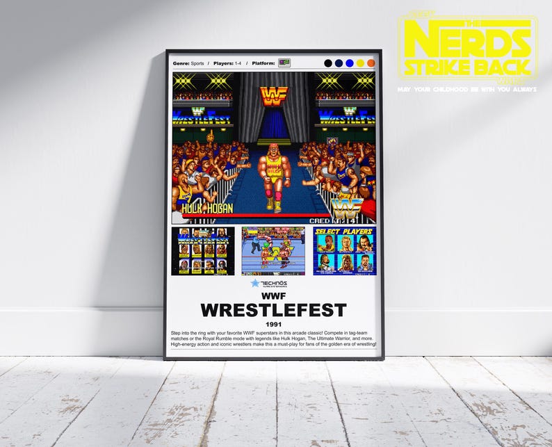 Wrestlefest (1991) Retro Video Game Poster - Classic Retro Game Art ...