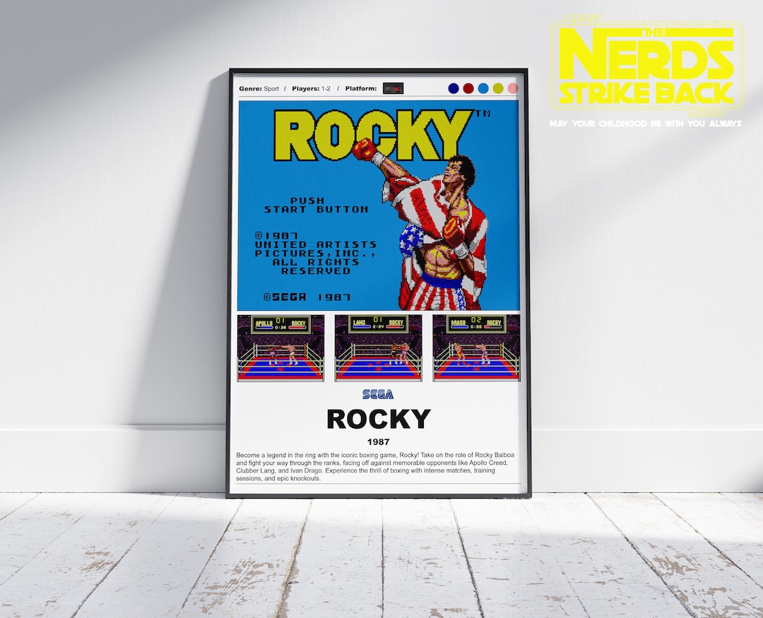Rocky (1987) Retro Video Game Poster - Classic Retro Game Art Print ...