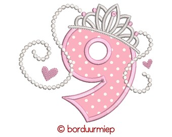 Applique Machine Embroidery Design Instant Download Number 8 crown and ...