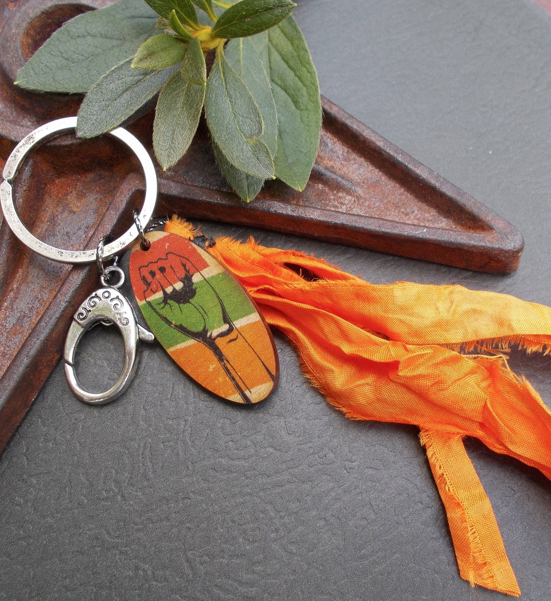 Sari Tassel Statement Keychain With Local Artisan Made Raised Fist ...