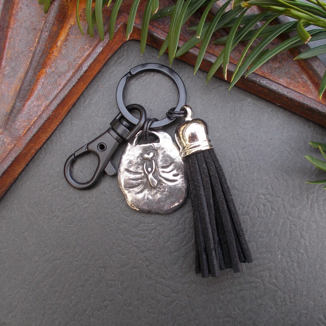 Inspirational Key Chain, Joy Peace Happiness Love on Matte Black Ring ...
