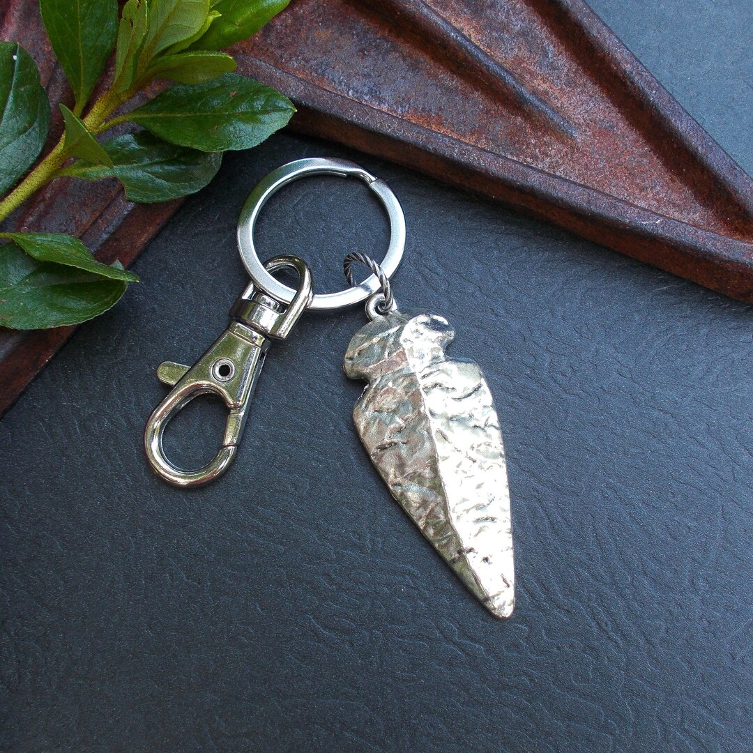 Arrowhead Key Chain, Hammered Silver Charm With Large Clip ...