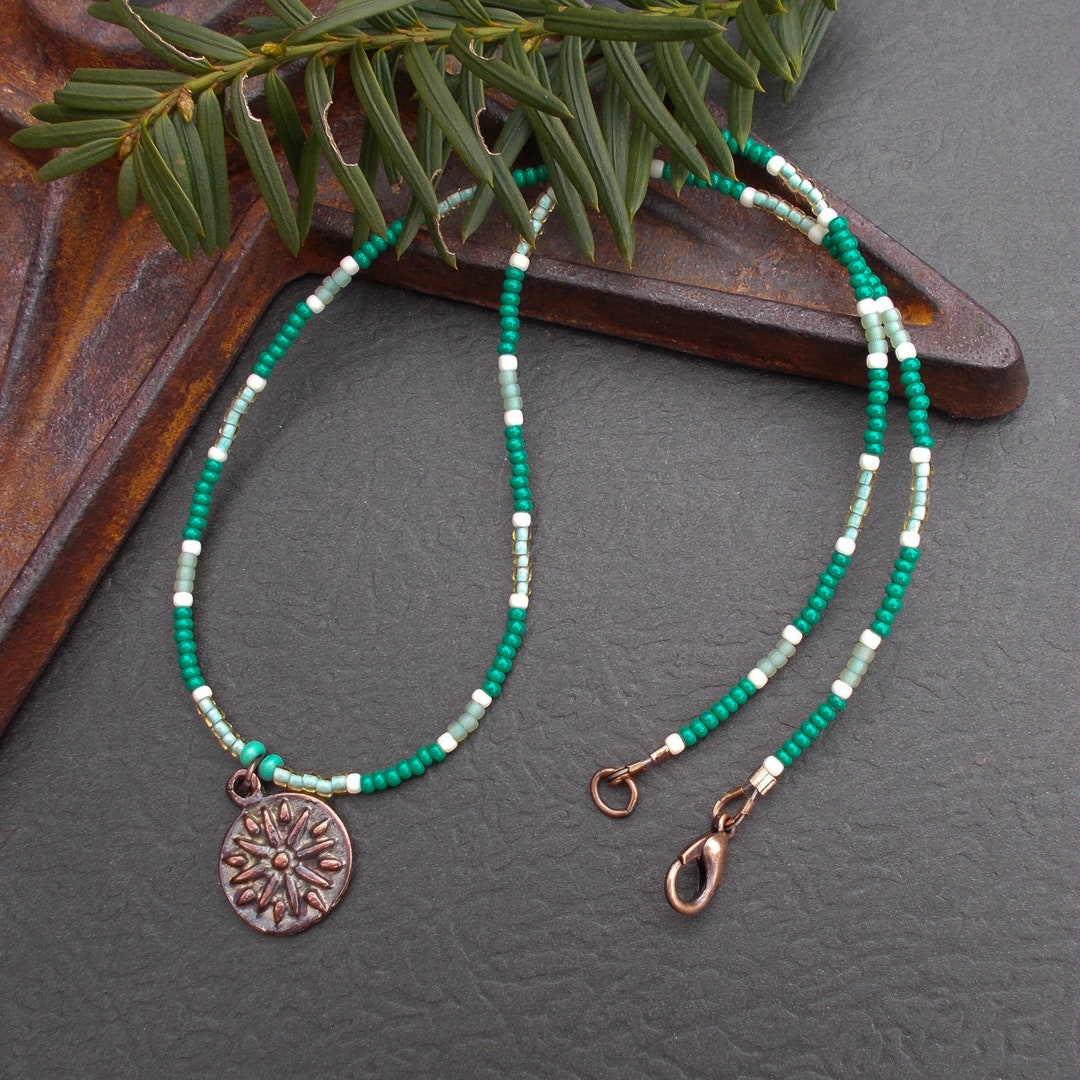 Small Sun Medallion Necklace, Rustic Copper Celestial Pendant With ...