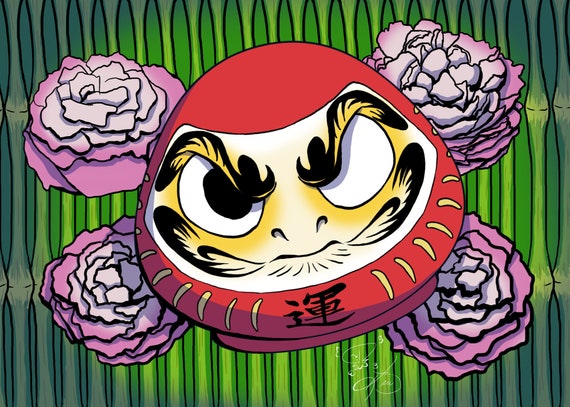 Daruma Doll Mini Print | Etsy