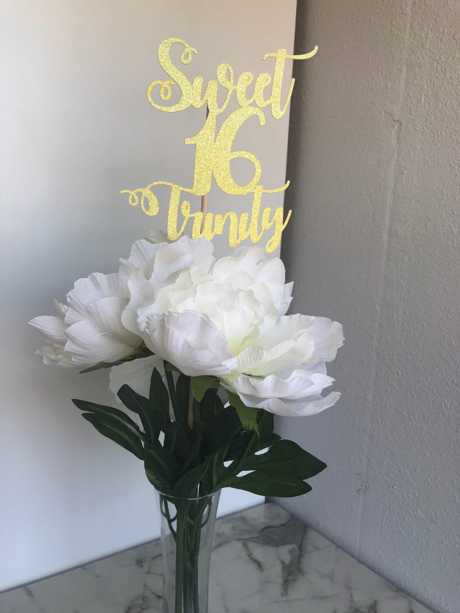 Sweet 16 Personalized Centerpiece. Floral Pick. Sweet 16 Party - Etsy