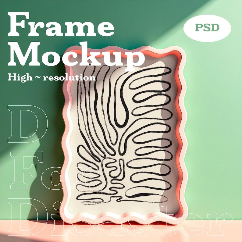 Wavy Frame Mockup | PSD Mockup Template | High-resolution 4K Mockup ...