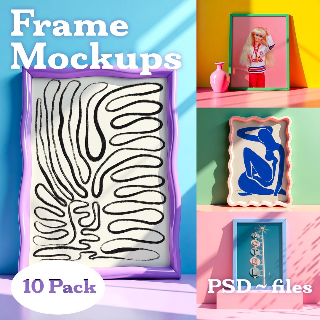 Funky Frame Portrait Mockups | Clean Modern Mockup Templates | Poster ...