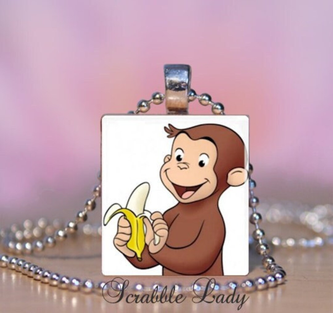 CURIOUS GEORGE Scrabble Necklace Jewelry. Curious George Charm. Curious ...