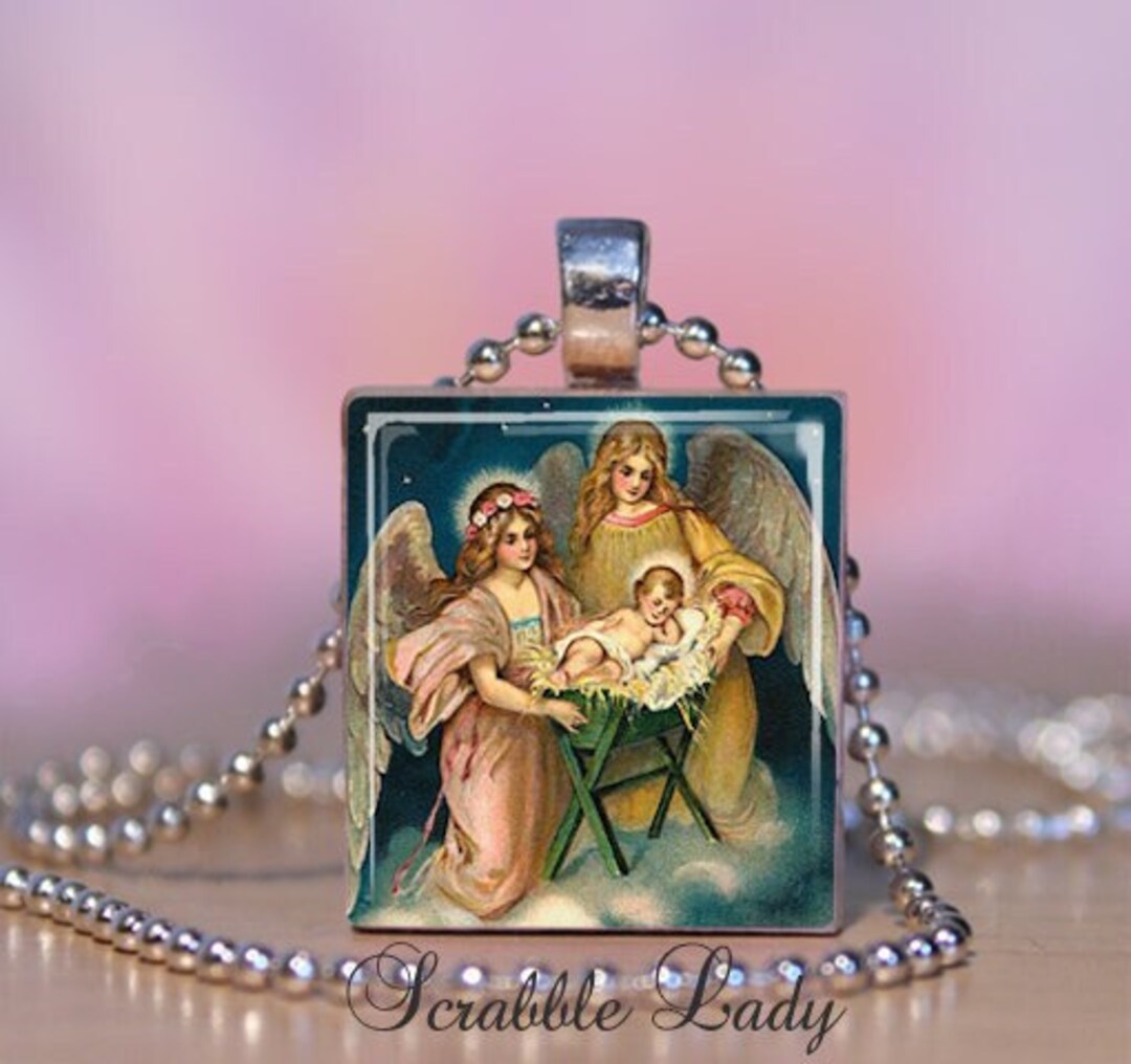 VINTAGE BABY JESUS Scrabble Pendant Jewelry. Baby Jesus Jewelry ...