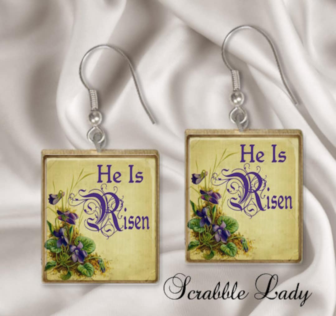 HE IS RISEN Easter Scrabble Earrings. Christian Jewelry. Christian ...