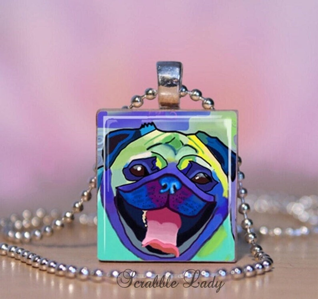 Pug Scrabble Necklace Jewelry. Pug Charm Pendant. Pug Zipper - Etsy