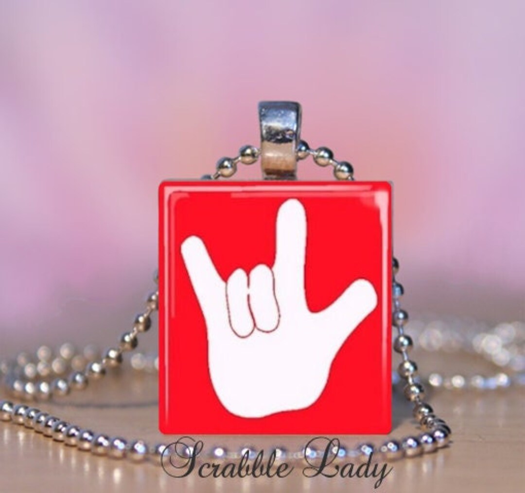 I Love You Scrabble American Sign Language Necklace. ASL Necklace ...