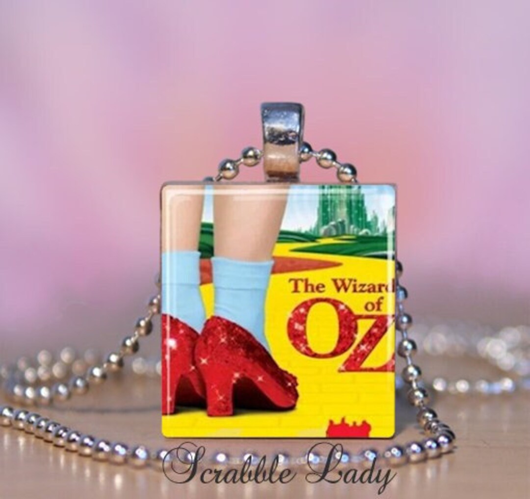 WIZARD of OZ Scrabble Necklace. Ruby Slippers Charm. Dorothy Wizard of ...