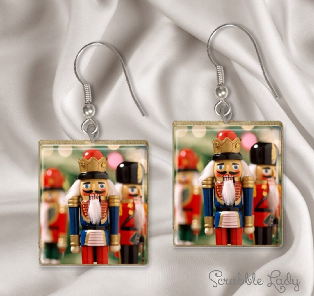 Nutcracker Scrabble Tile Wire Earrings. Nutcracker Wire - Etsy