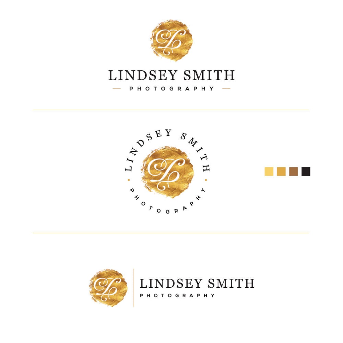 Premade Gold Logo, Logo Monogram, Gold Circle Logo, Blog Logo Kit ...