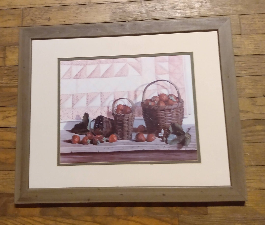 Strawberry Time Pauline Eble Campanelli Framed Wall Picture Print 22.5 ...