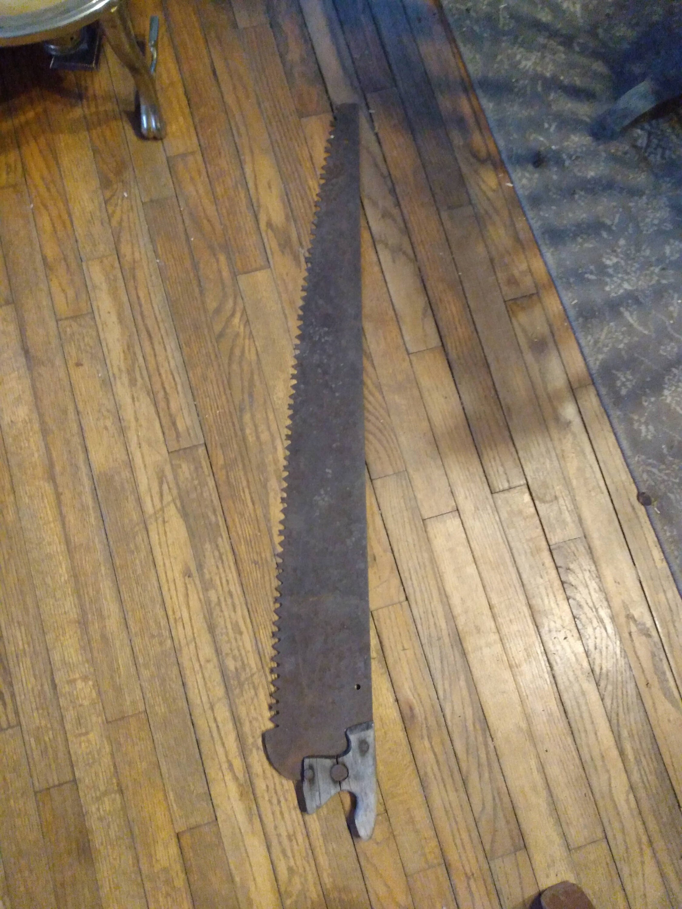 Antique Crosscut Hand Saw Sawblade Timber Logging 40 Broken Wood Handle ...