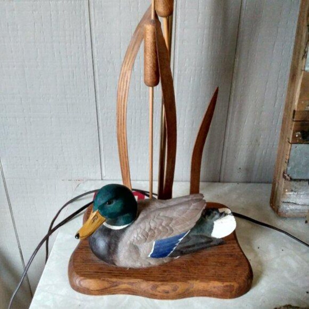 Vintage Jennings Decoy Company Mallard Duck Lamp With Reeds & Cattails ...