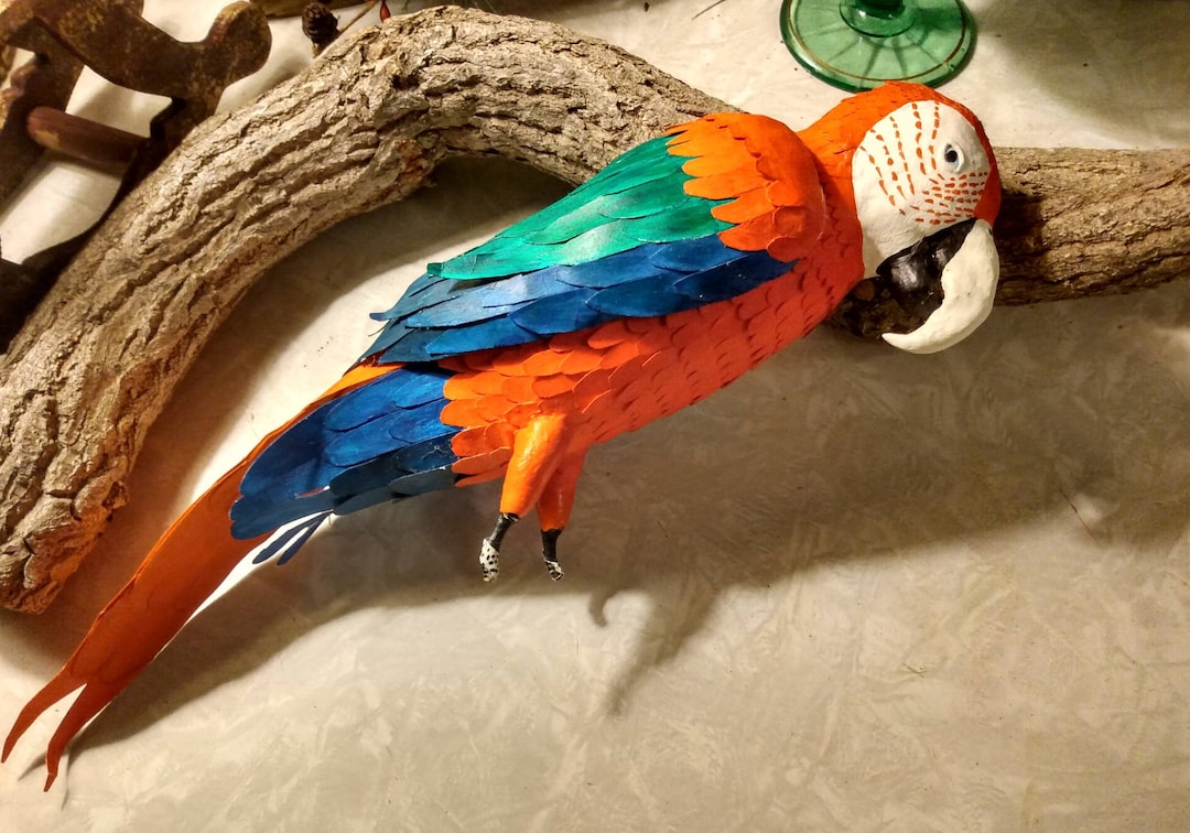 Paper Art Paper Mache Parrot Macaw Bird 15 Needs Repair - Etsy